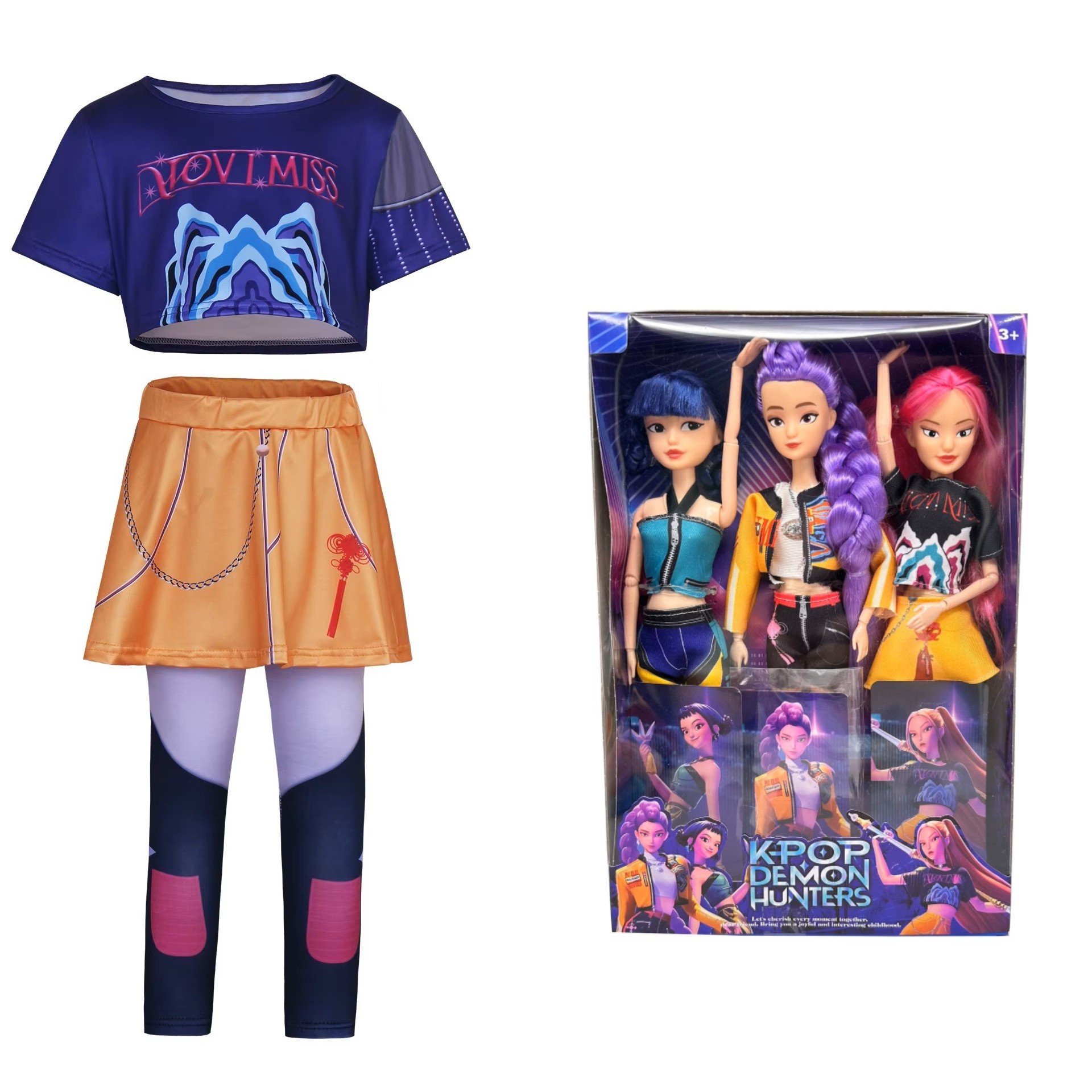 Set Costum si 3 Papusi KPop Demon Hunters, Mira - PartyMax